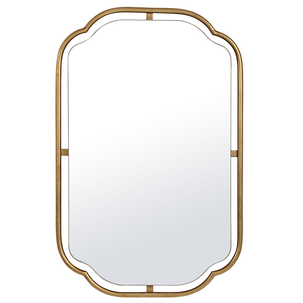 Antiqued Gold Leaf Floating Mirror | Tubular Frame | Modest Hut
