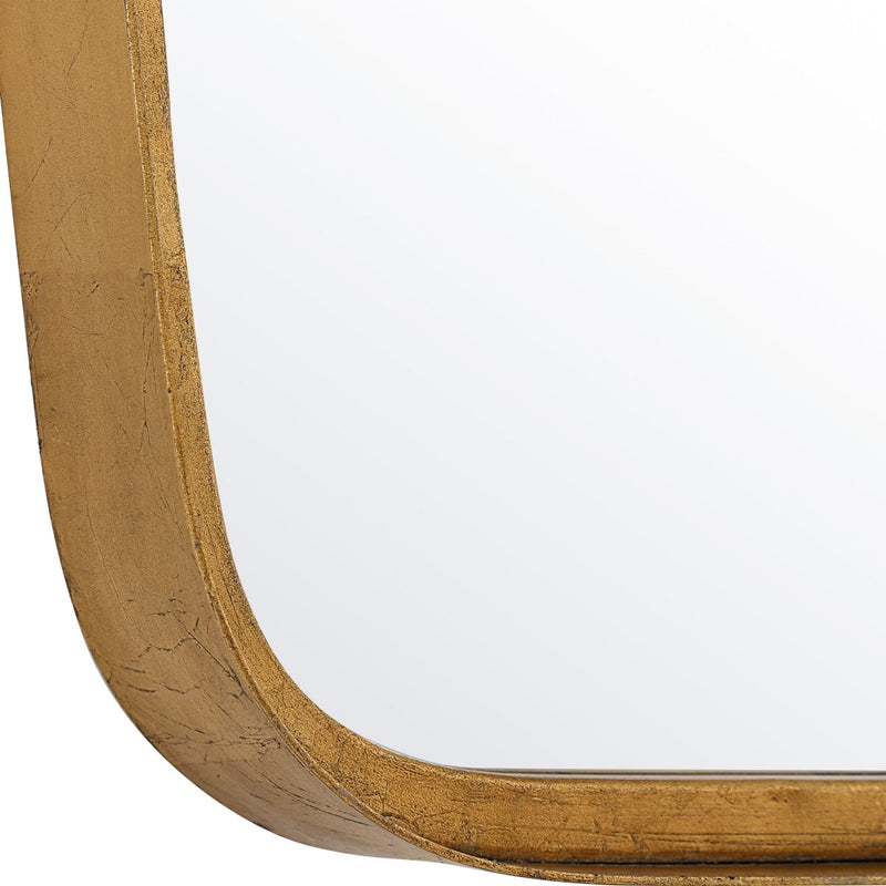 Gold Leaf Thick Metal Band Rounded Corner Frame Mirror - Modest Hut